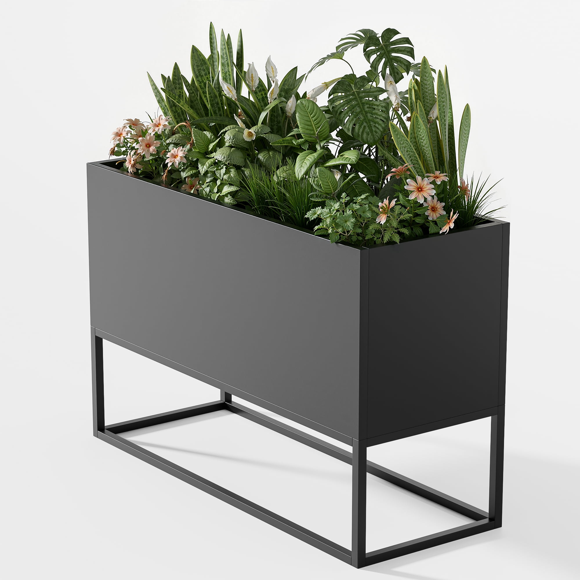 Tall and Long Metal Planter Box 47” x 18” x 36”, Heavy Duty Steel ...