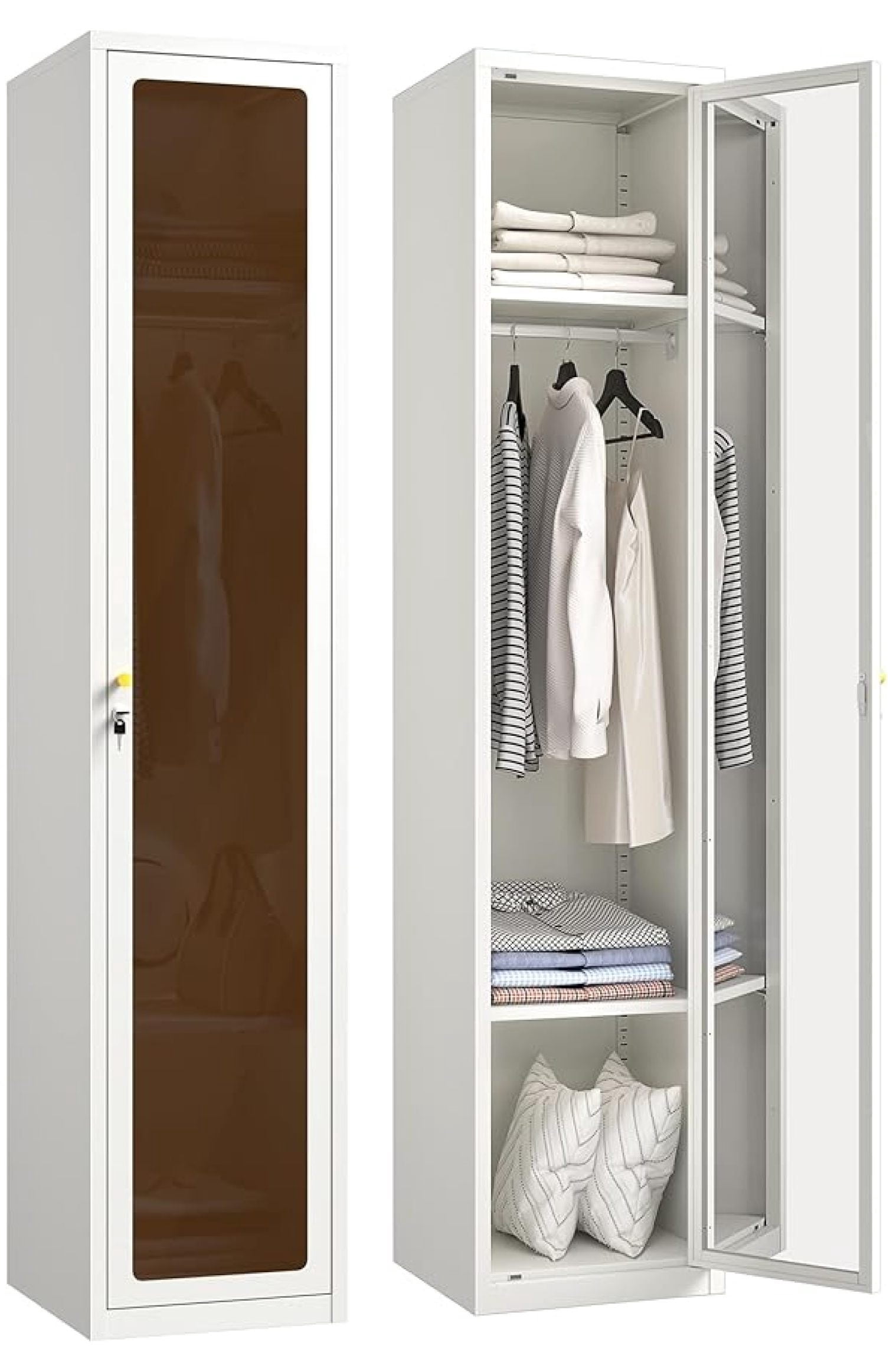 Tall Metal Locker 0rganizer for Employees with Lock, 72.83" H Amber ...