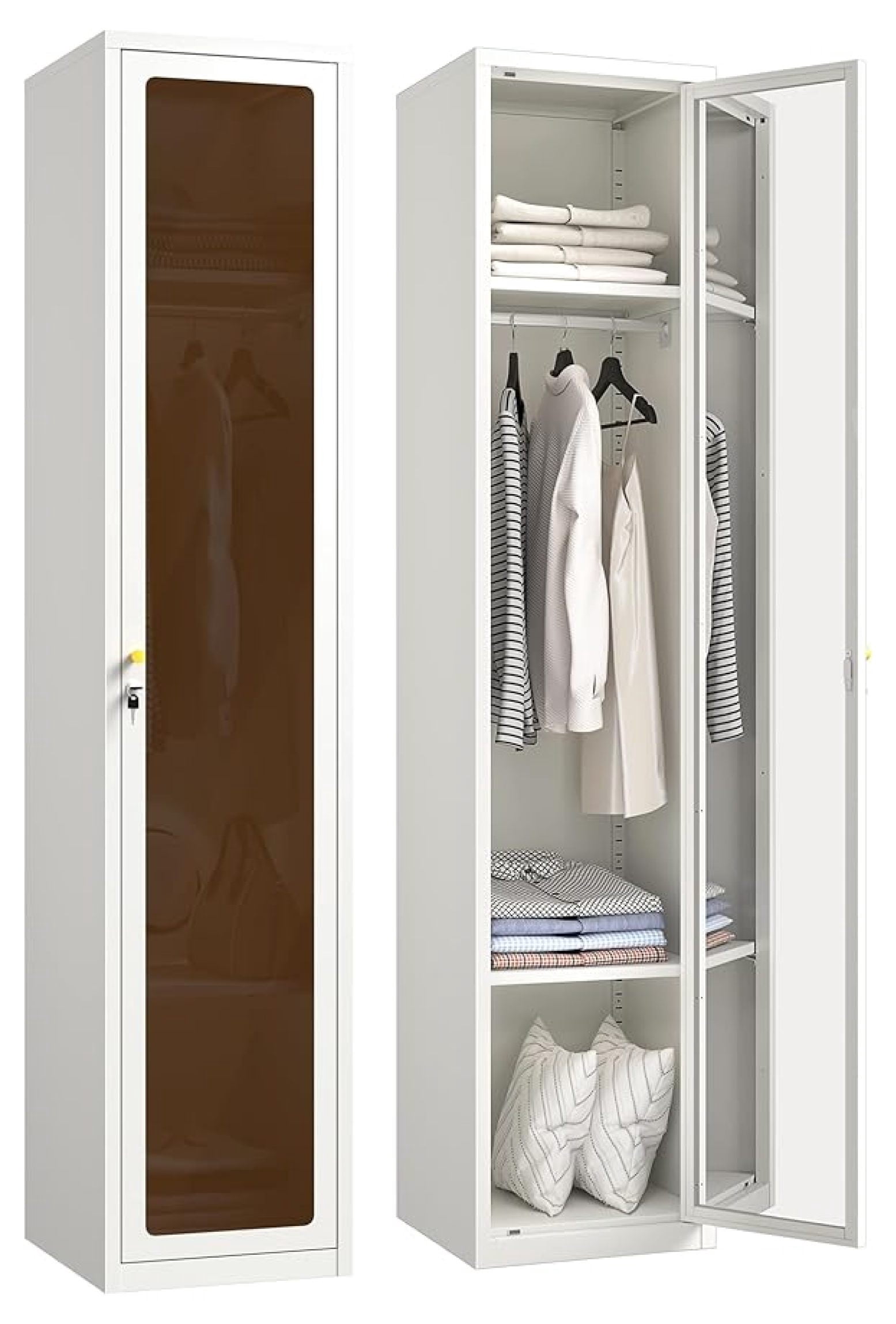 Tall Metal Locker 0rganizer for Employees with Lock, 72.83" H Amber ...