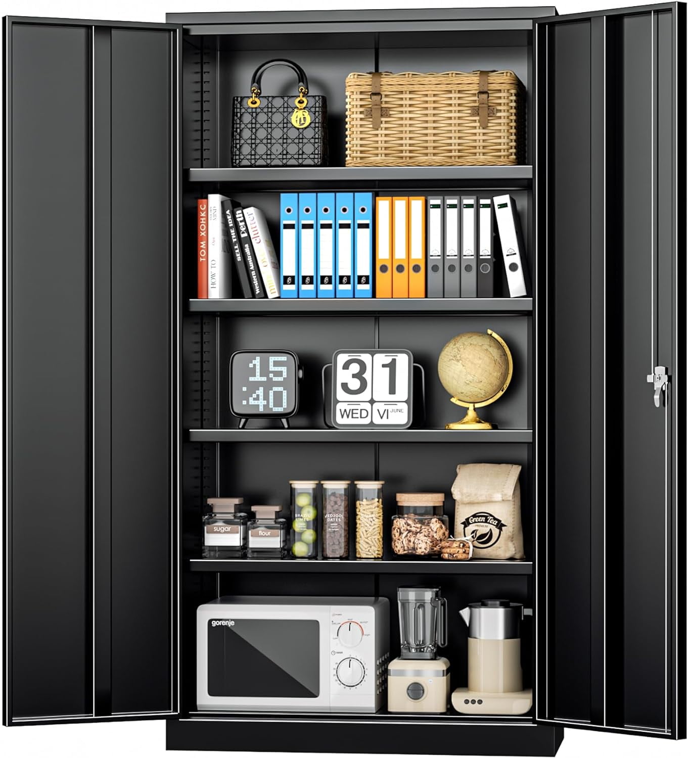 Tall Metal Storage Cabinet 72" Locking Steel Cabinet with Door and ...