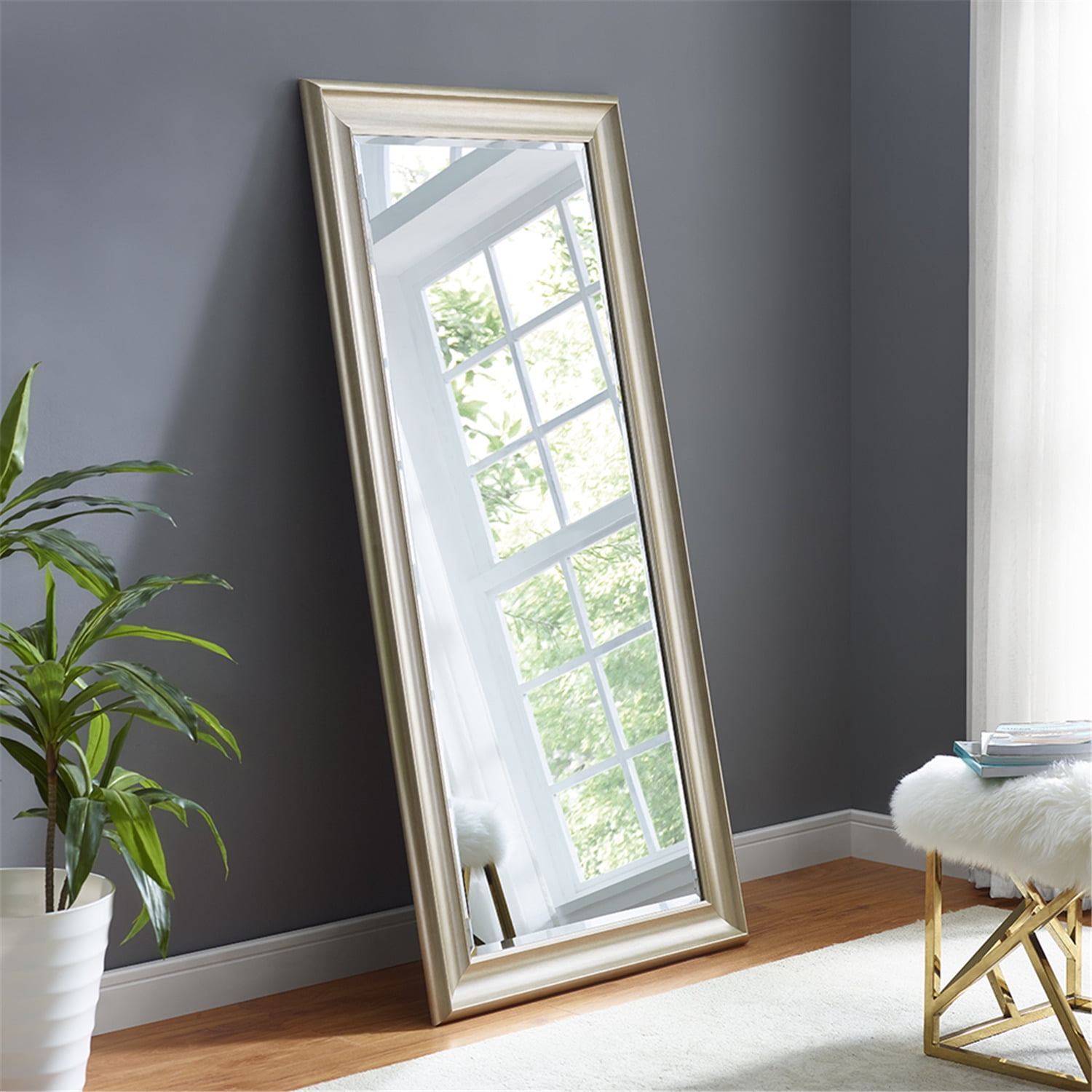 "Naomi Home Tall Mirror, 65""x31"" Full Body, Faux Wood, Leaning/Wall ...