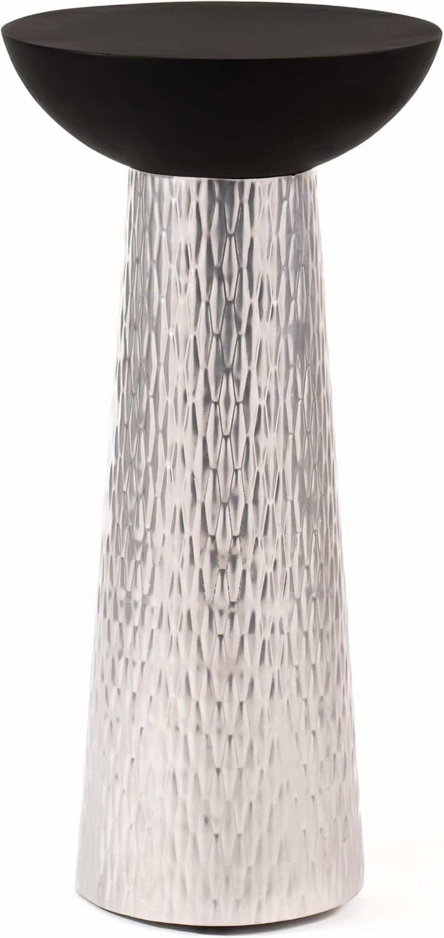 Tall Modern Accent Hourglass Design Drink Table with Silver Hammered ...