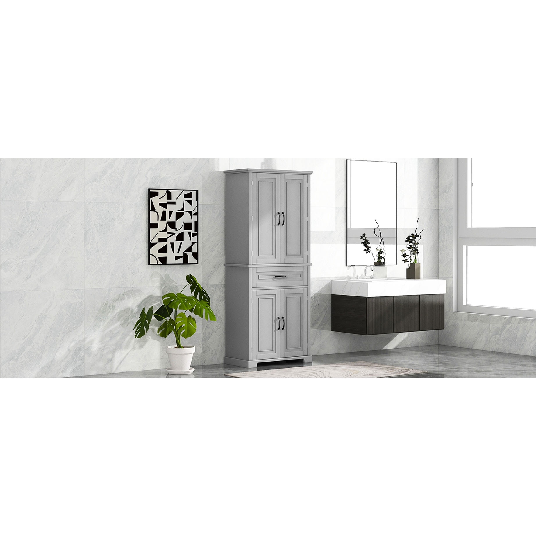 Tall Multi - purpose Storage Unit | Multiple Storage Spaces in Different Rooms | MDF with Metal ...