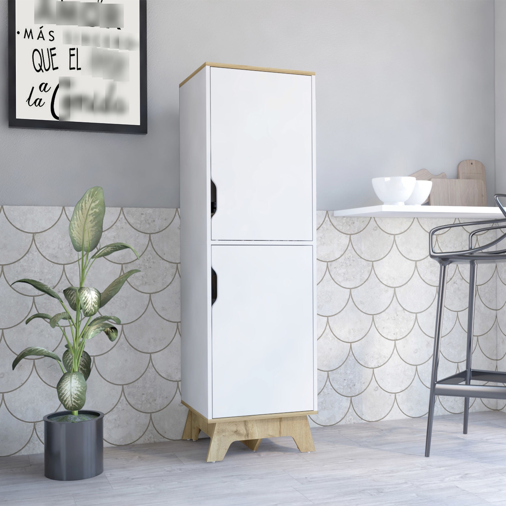 Tall Multicolor Cabinet for Microwave / Double - Door Particle Board ...