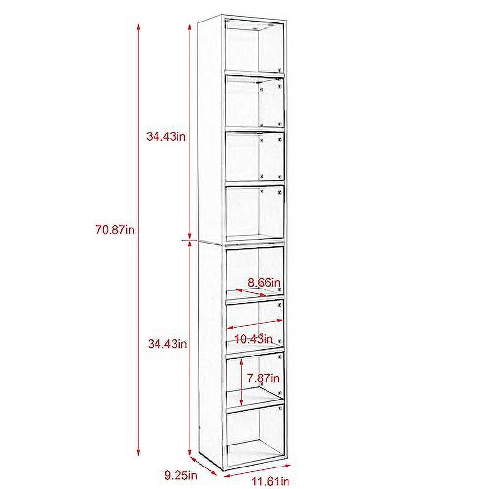 Tall Narrow Bookshelf,8-Tier Media Tower Rack,71 Inches Open Shelf ...