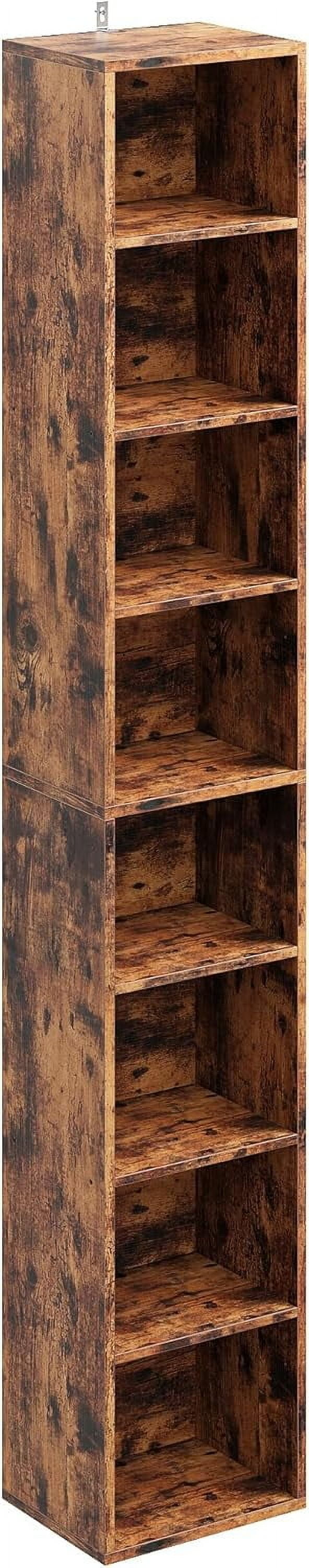 Tall Narrow Bookshelf 8 Tiers, Compact Corner Bookcase, Floor Standing ...
