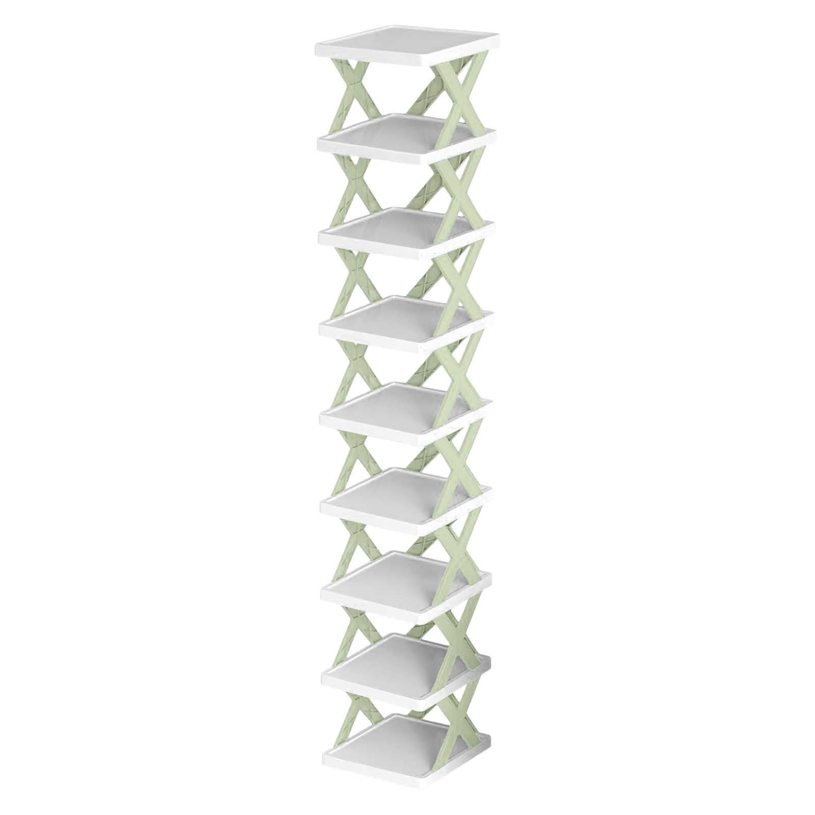 Tall Narrow Shoe Rack Organizer - 9-Tier Stackable Plastic Shoe Shelf ...