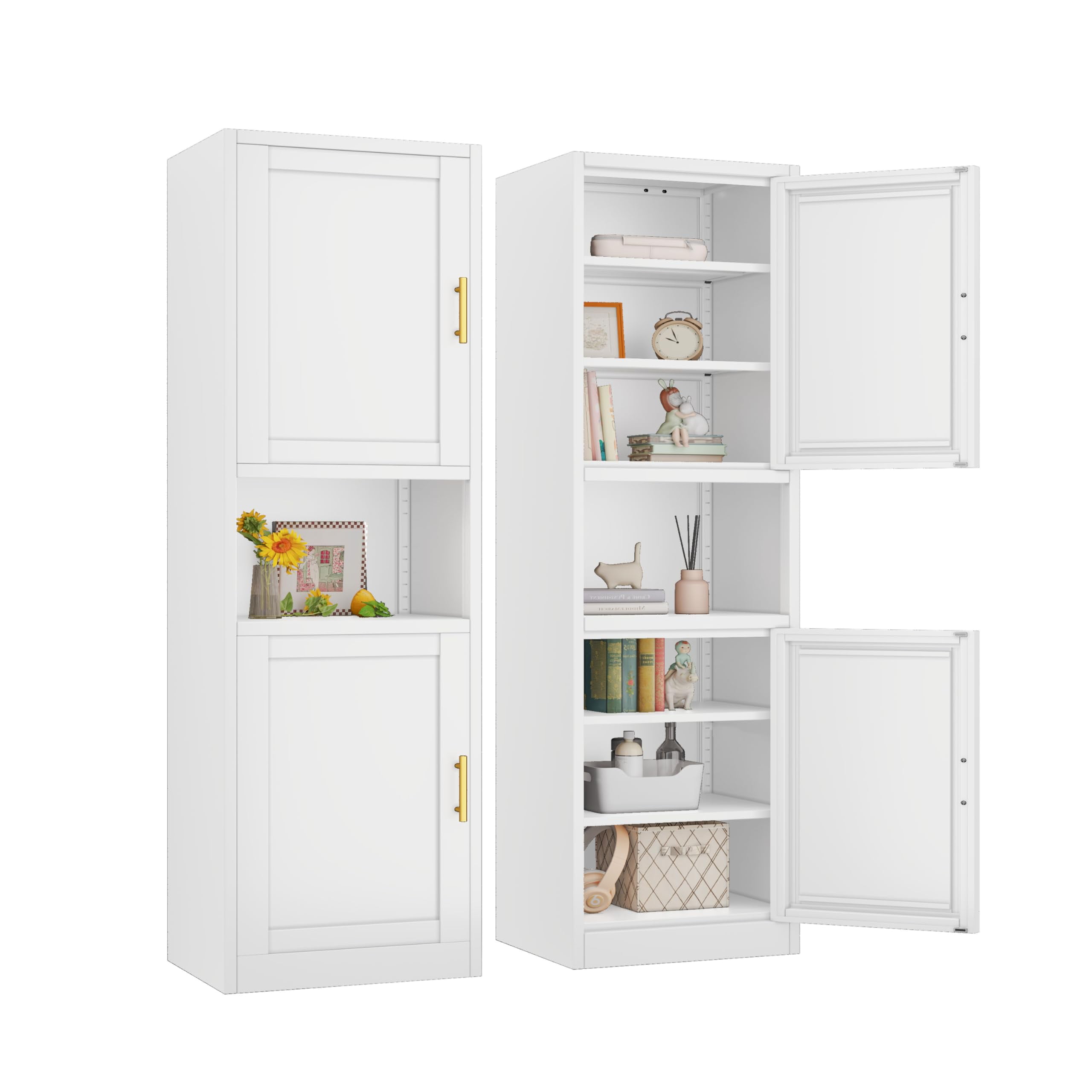 Tall Narrow Storage Cabinet, 67" H Tall Bathroom Cabinet with 2 Doors ...