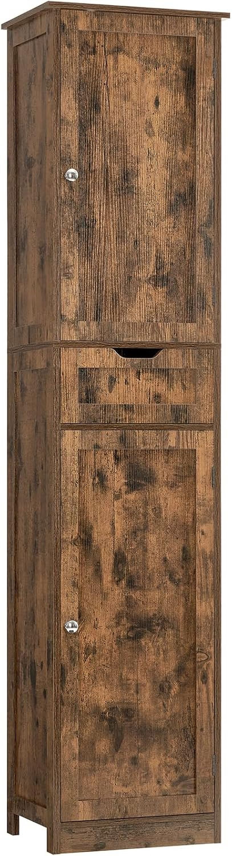 Tall Narrow Storage Cabinet with Doors, Rattan Cabinet with Adjustable ...