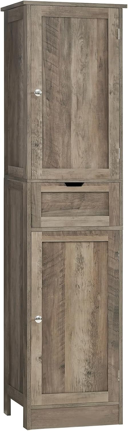 Tall Narrow Storage Cabinet with Doors, Rattan Cabinet with Adjustable ...