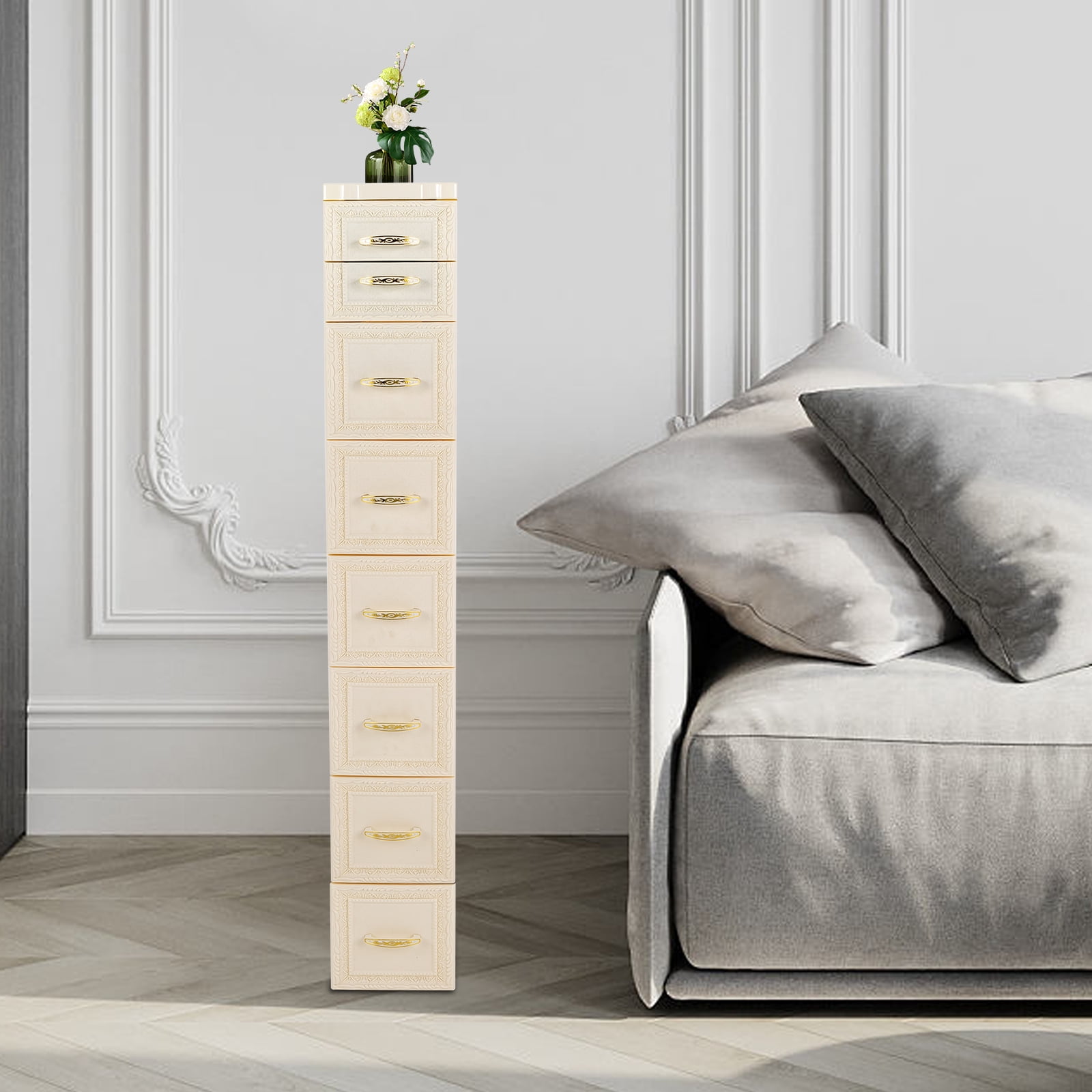 Tall Narrow Storage Cabinet Tower For Bedroom Bathroom Organizer Drawer ...