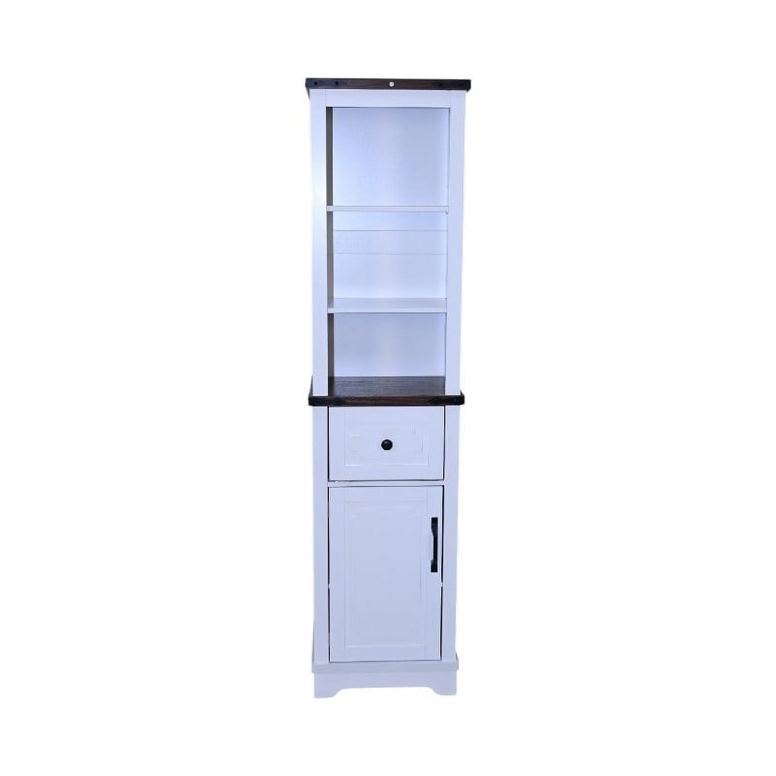 Tall Narrow Tower Freestanding Cabinet with 2 Shutter Doors 5 Tier ...