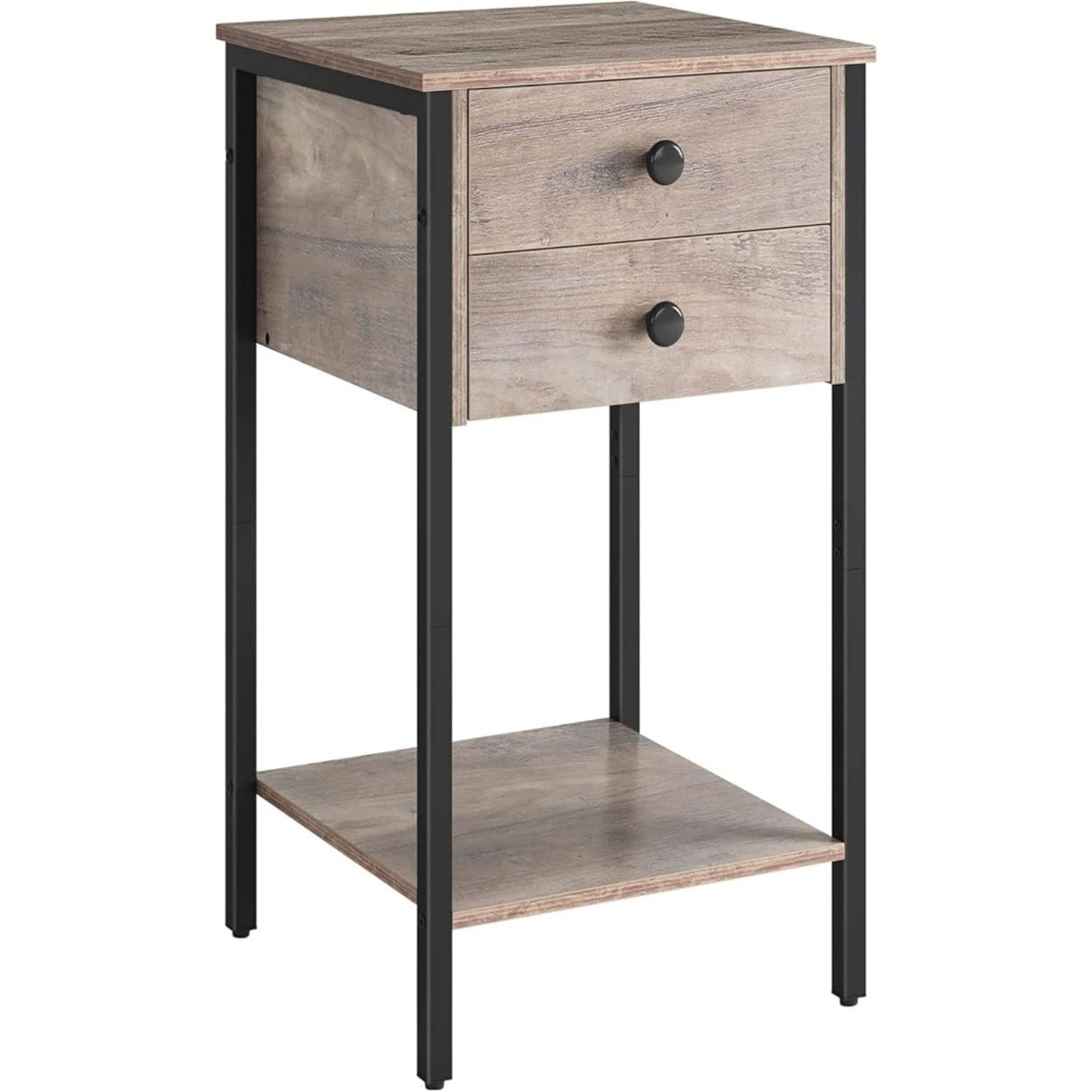 Tall Nightstand, Bedside Table with 2 Drawers and Storage Shelf ...