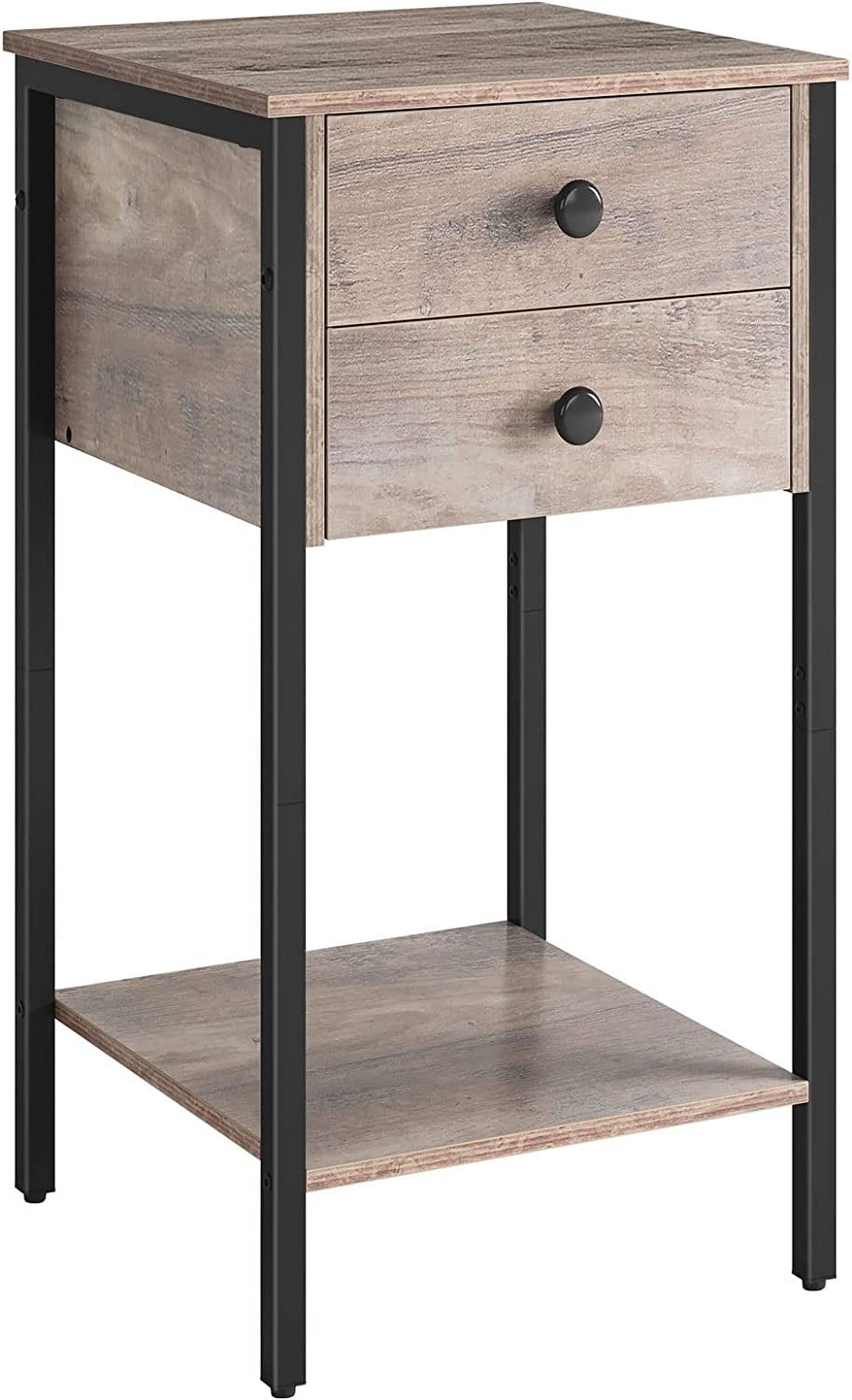 Tall Nightstand, Bedside Table with 2 Drawers and Storage Shelf ...