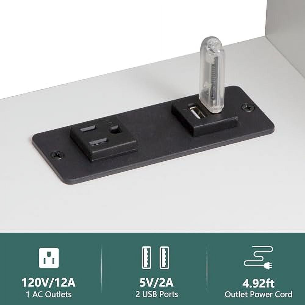 Tall Nightstand with Charging Station and LED Intelligent Voice Night ...