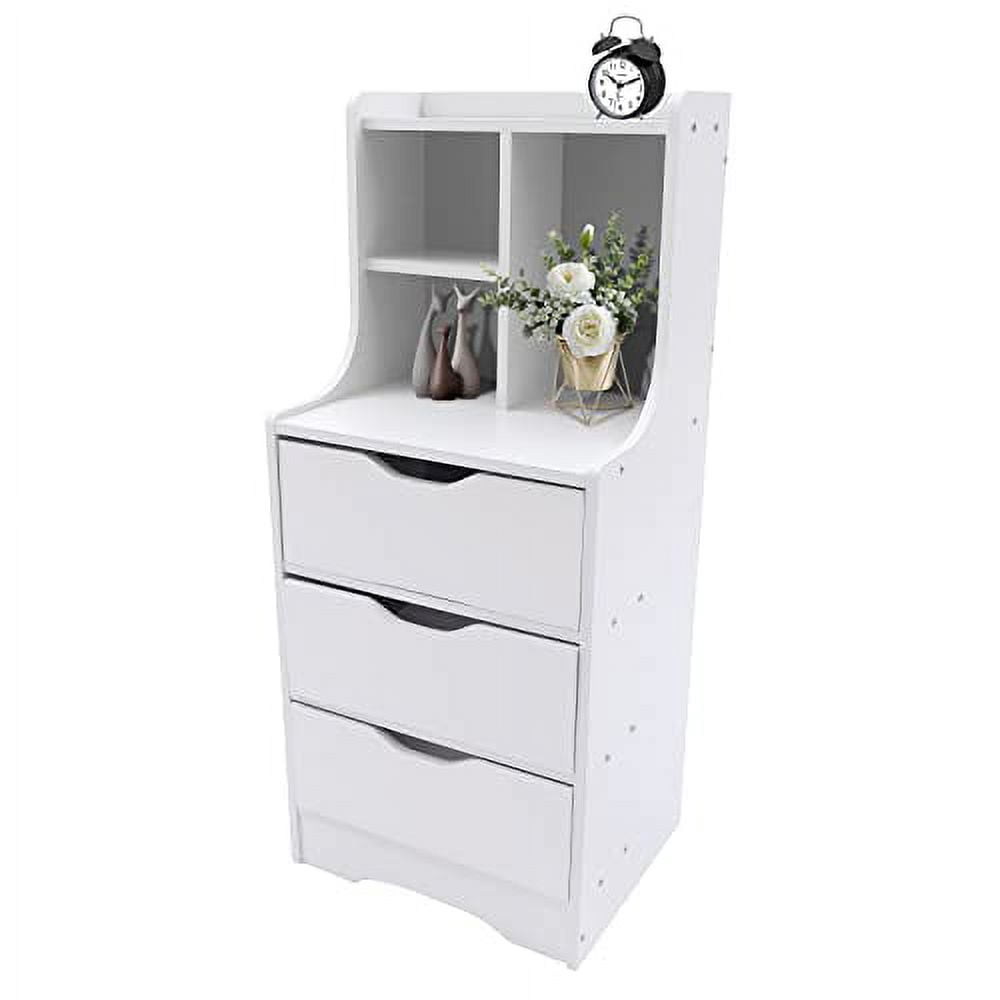 Tall Nightstand with Bookshelf, Bedside Bookshelf Nightstand with 3 ...