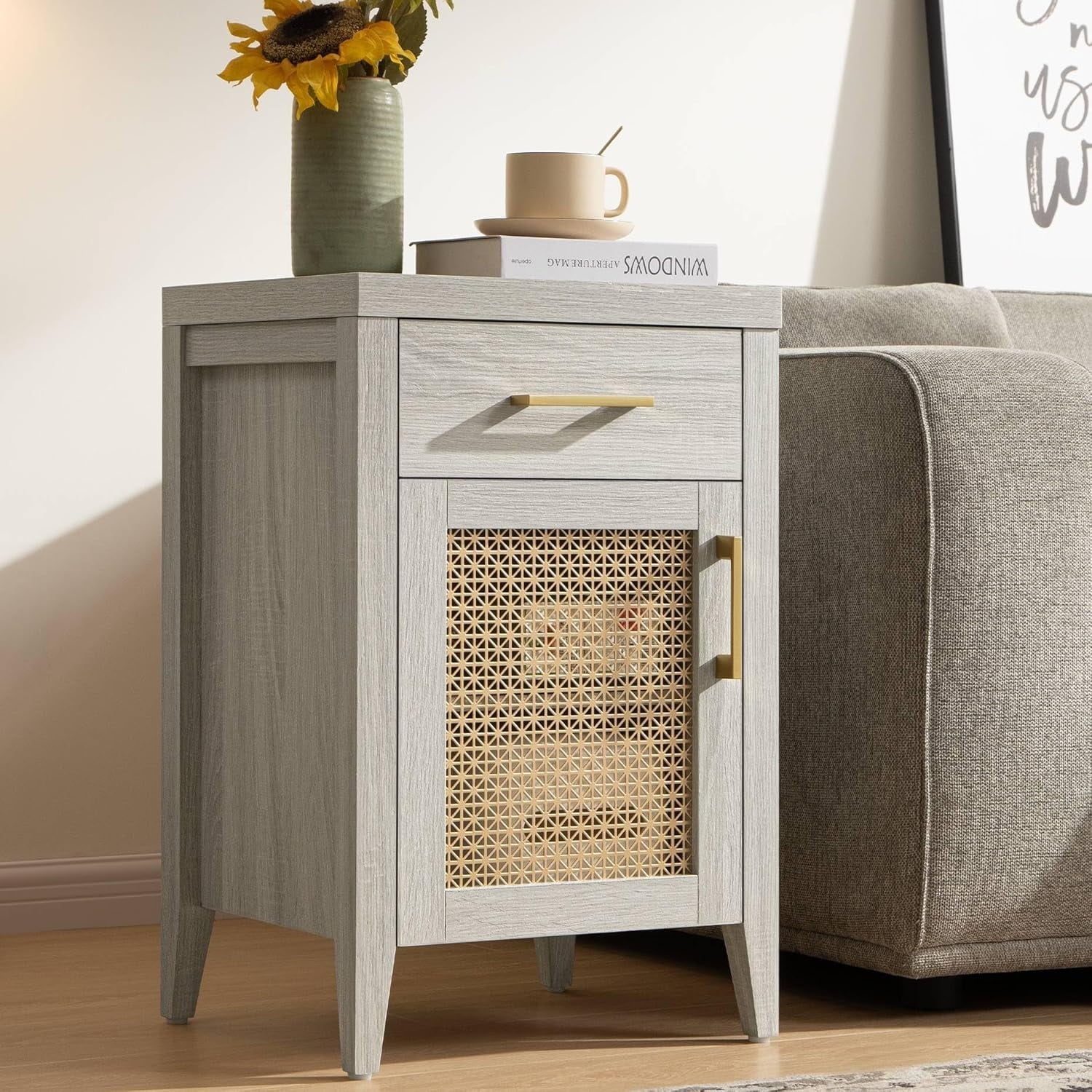 Tall Nightstands with Drawer Modern Farmhouse Night Stand Bedside ...