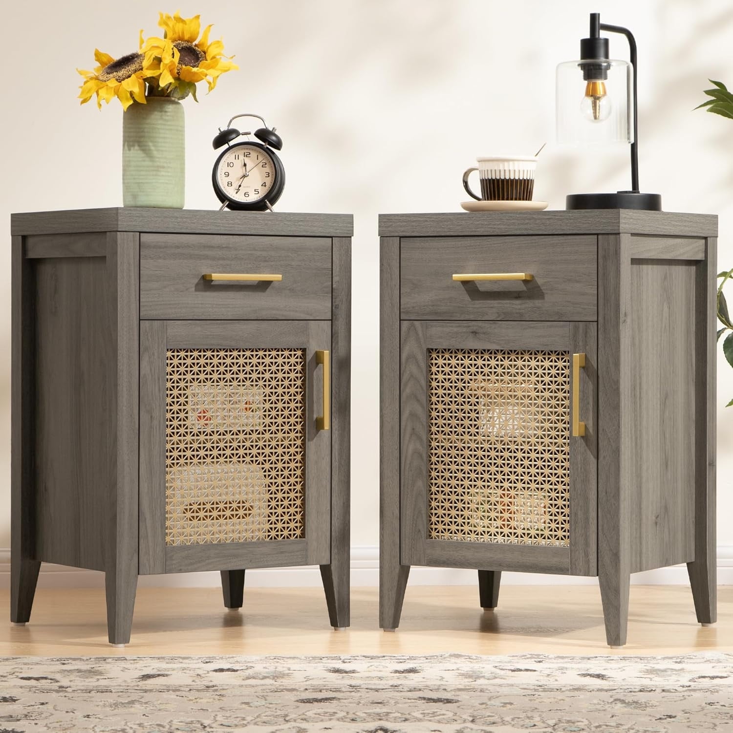 Tall Nightstands with Drawer Modern Farmhouse Night Stand Bedside ...