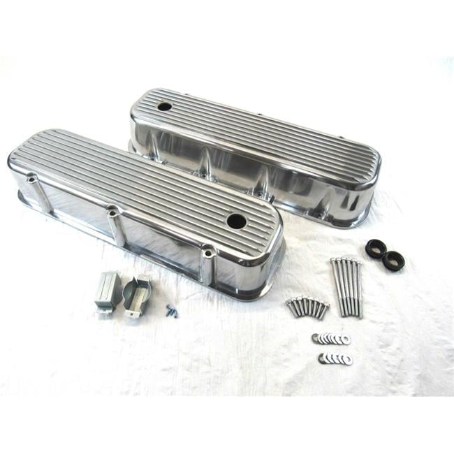 Tall Nostalgic Aluminum Finned Valve Cover with Hole for 1965-1995 BBC ...