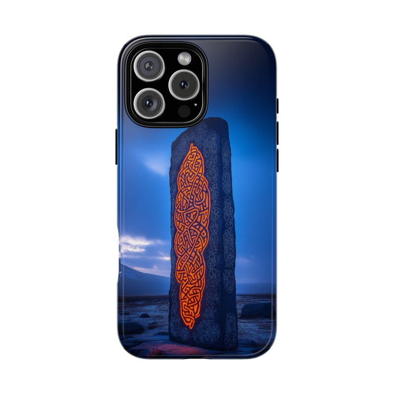 Tall Orange Celtic Knotwork Rune Viking Stone Carving Artwork Phone ...