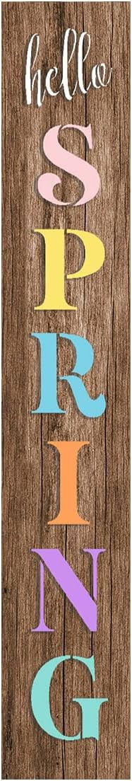 Tall Outdoor Hello Spring Sign for Front Door, 4ft Rustic Tall Wood ...