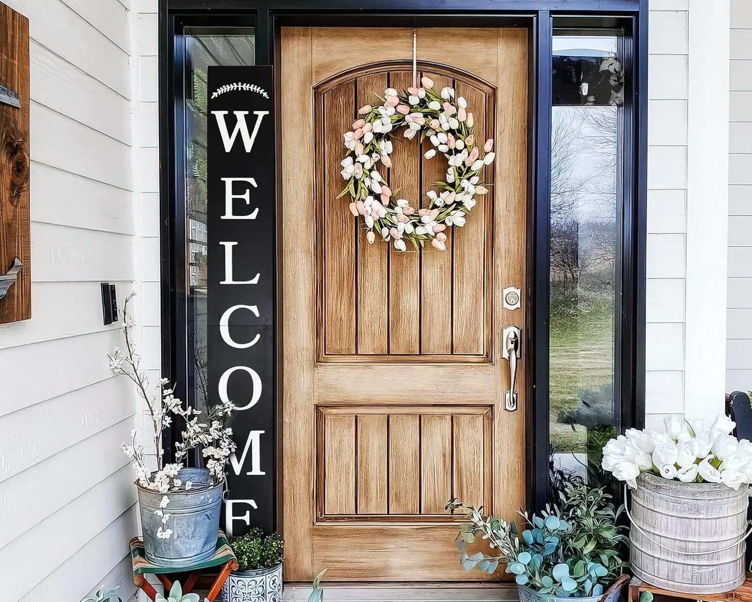 Tall Outdoor Welcome Sign for Front Door, 6ft Black Welcome Sign,Rustic ...