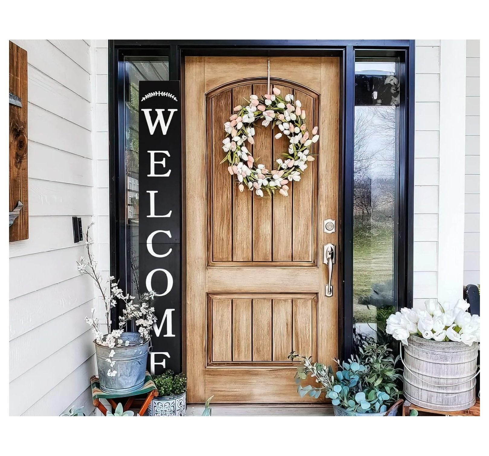 Tall Outdoor Welcome Sign for Front Door, 6ft Black Welcome Sign,Rustic ...