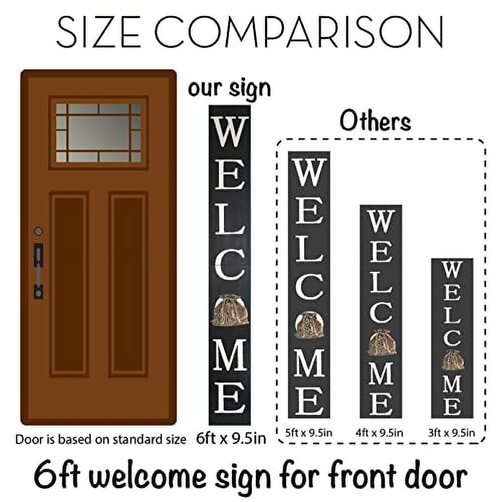 Tall Outdoor Welcome Sign for Front Door, 6ft Vertical Wooden Welcome ...