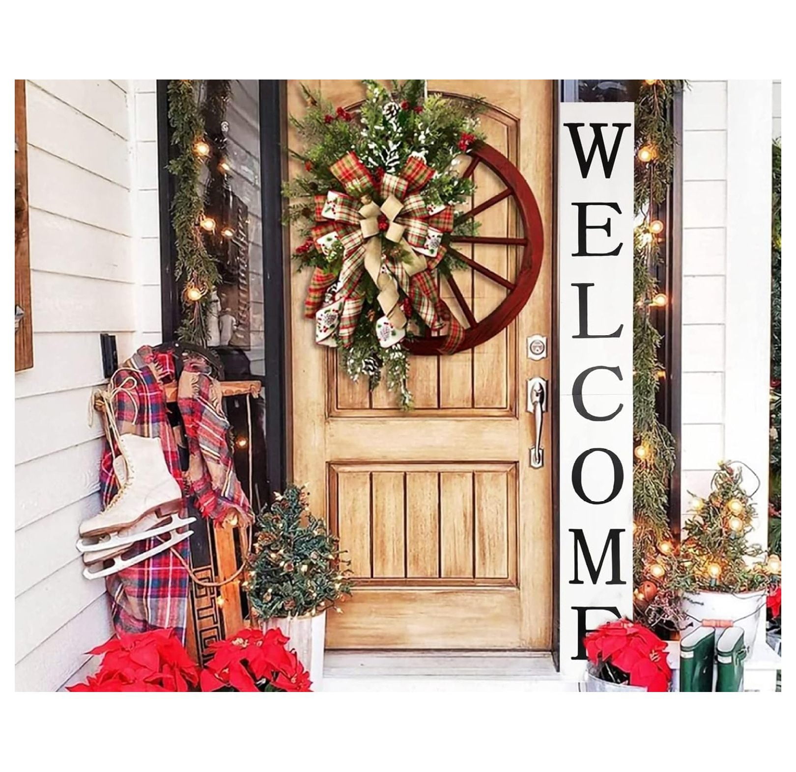 Tall Outdoor Welcome Sign for Front Door, 6ft White Welcome Sign,Rustic ...