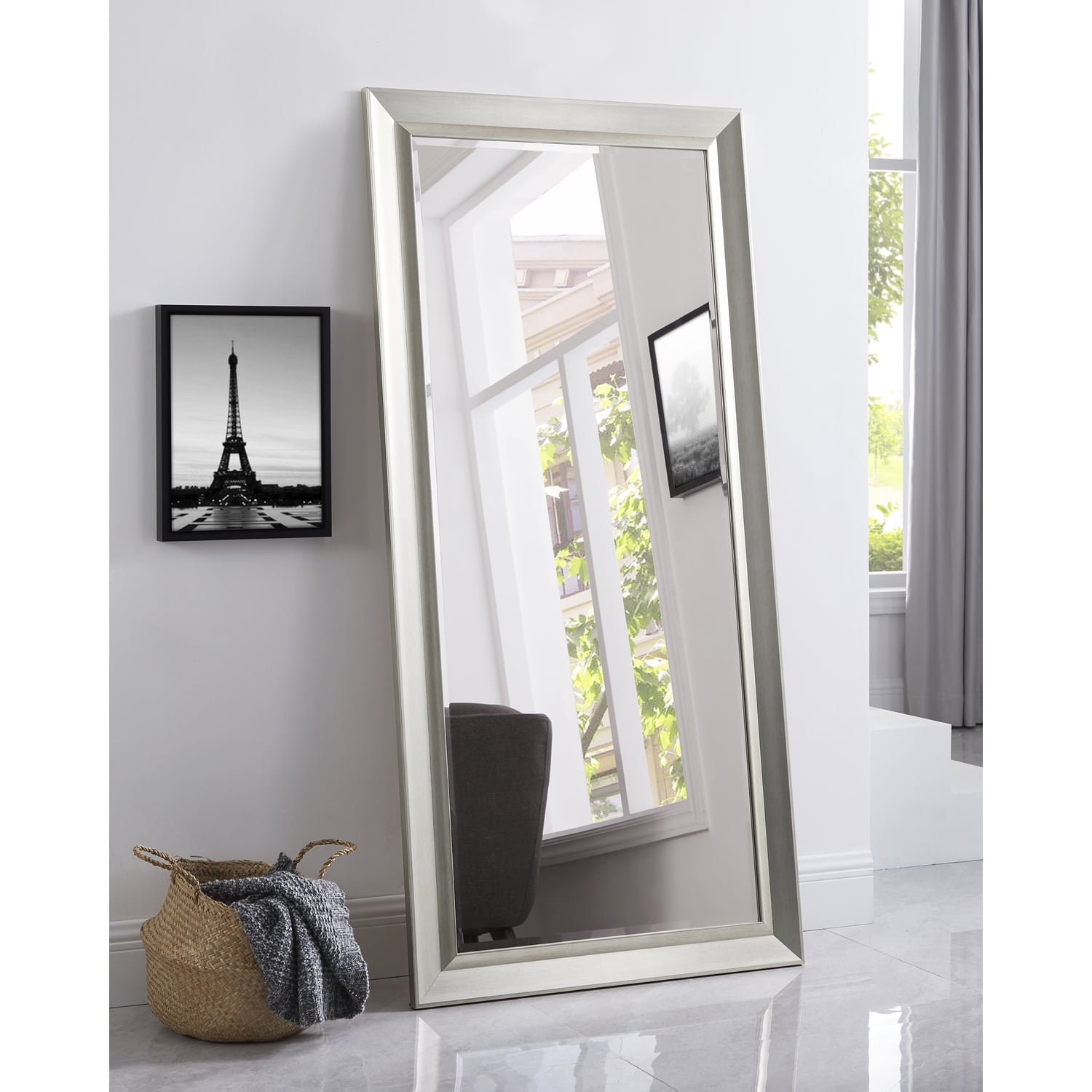 Naomi Home Bevelled Champagne Full Length Wall Mounted Mirror with ...