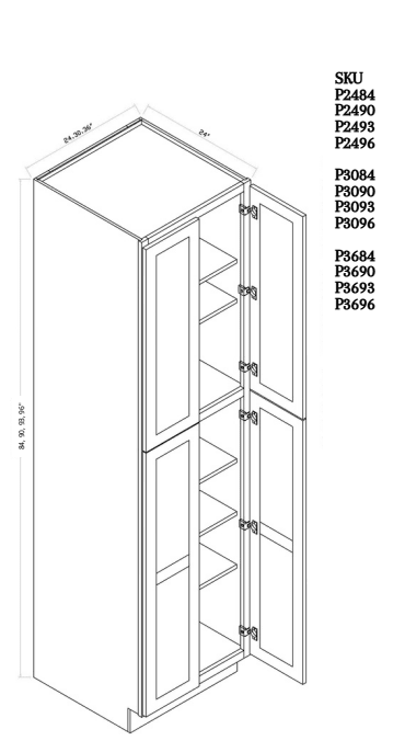 Tall Pantry Cabinet 36"WX24"DX96"H - Walmart.com