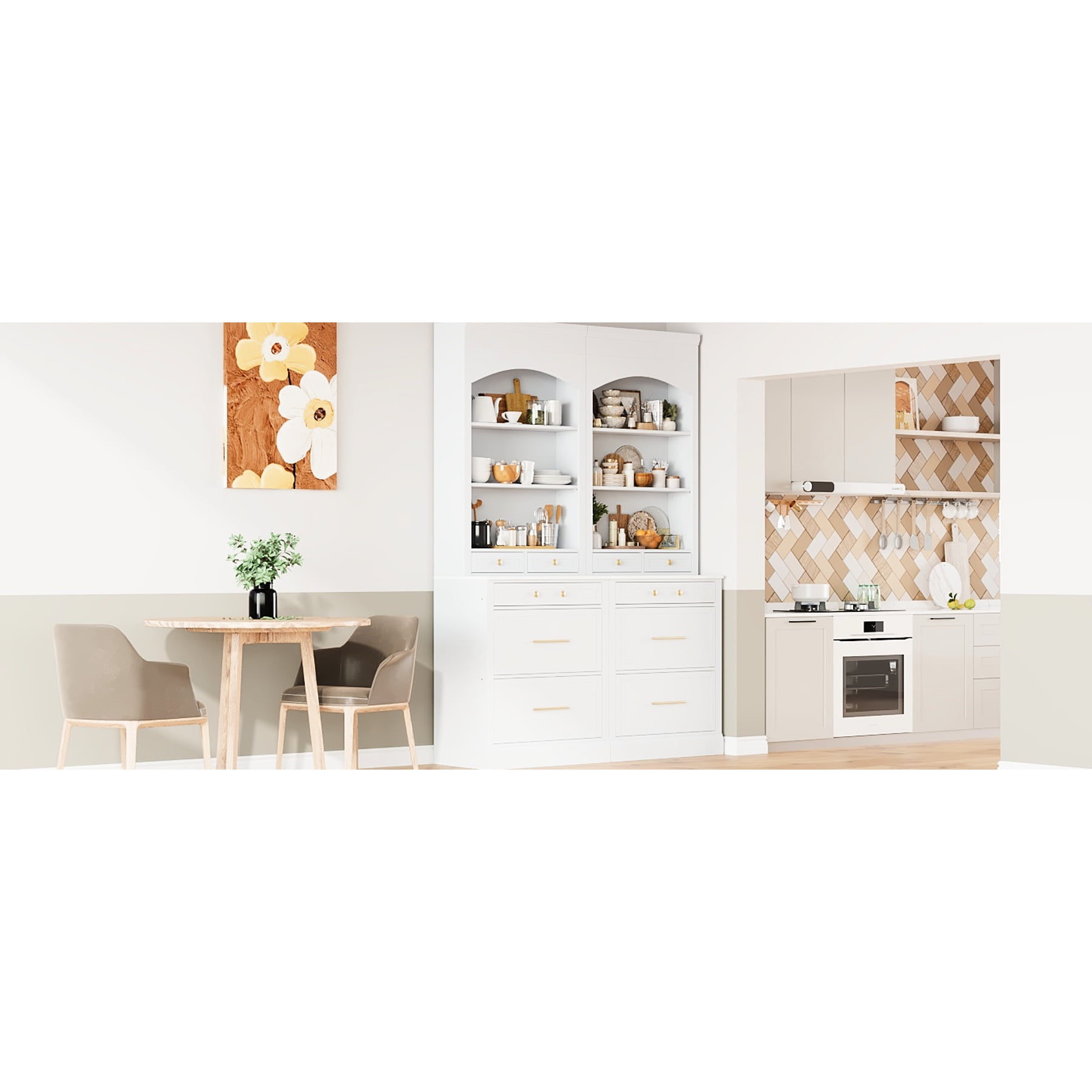 Tall Pantry with Ample Drawers and Shelves” - “Compact Kitchen Areas ...