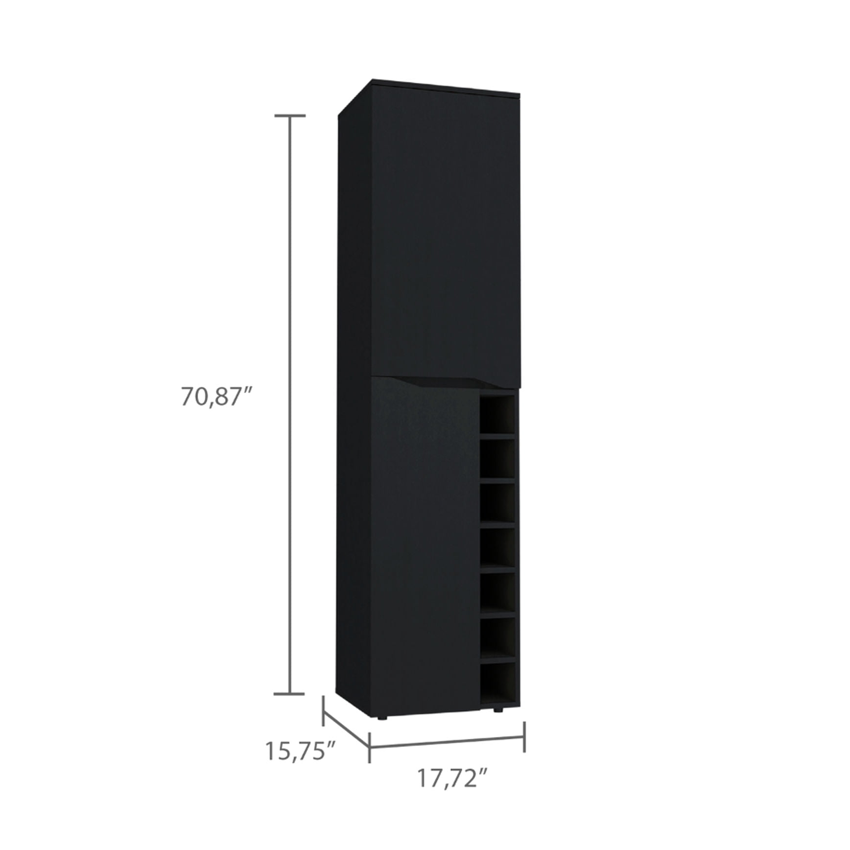 Tall Particle Board Cabinet, Black, Two-Door & Seven Cubbies - Home ...