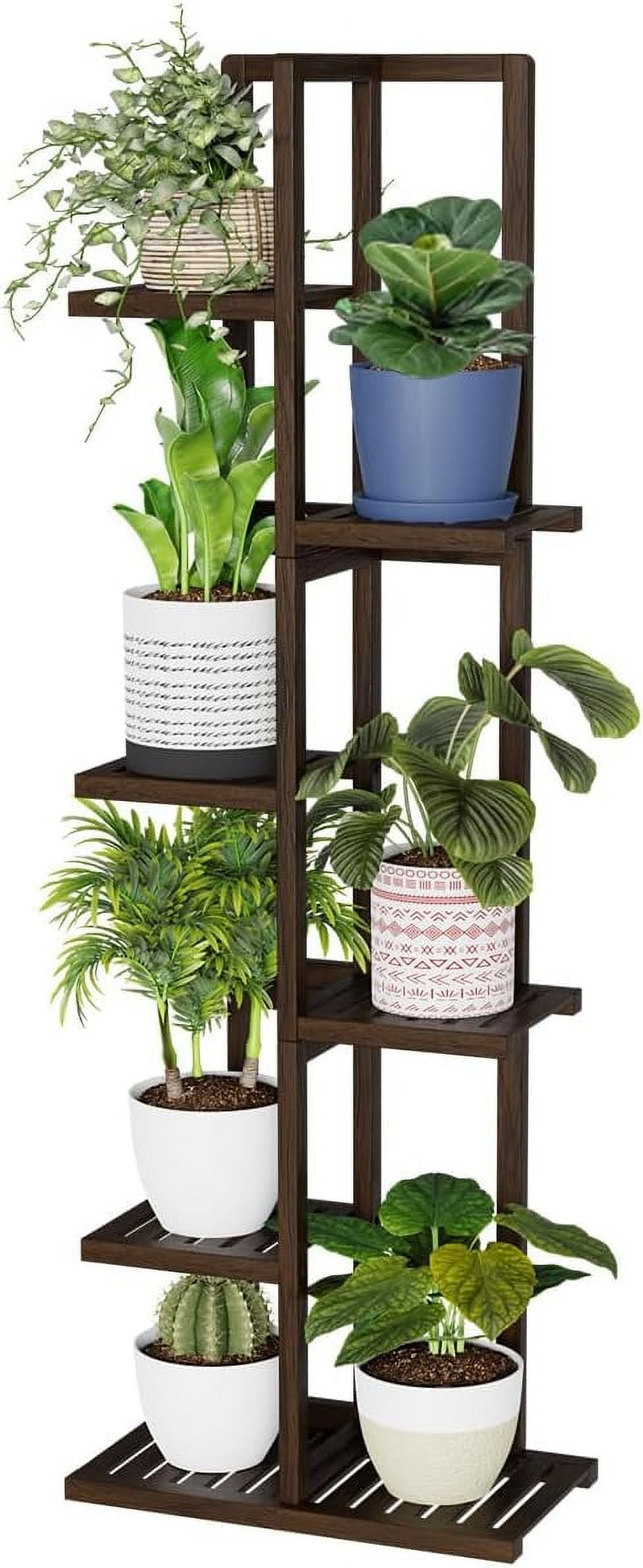 Tall Plant Stand, Bamboo Plant Stand Indoor & Outdoor 6 Tier 7 Potted ...