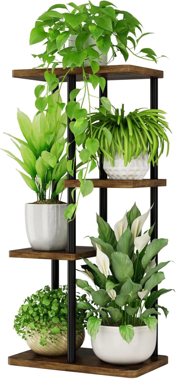 Tall Plant Stand Indoor Outdoor Metal Flower Shelf Tiered Planter Rack ...
