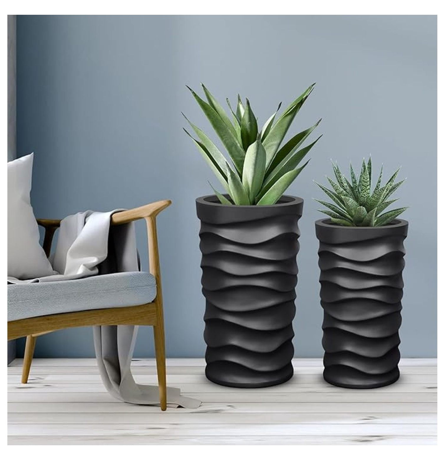 Tall Planter Outdoor Indoor, 2 Pack Extra Large Plant Pots 20" 18" H ...