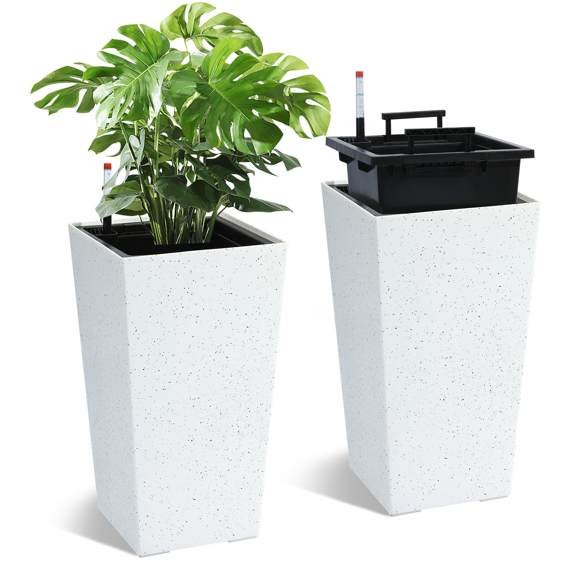 Tall Planter Set of 2, Outdoor＆Indoor Planter Pots, High Front Porch ...