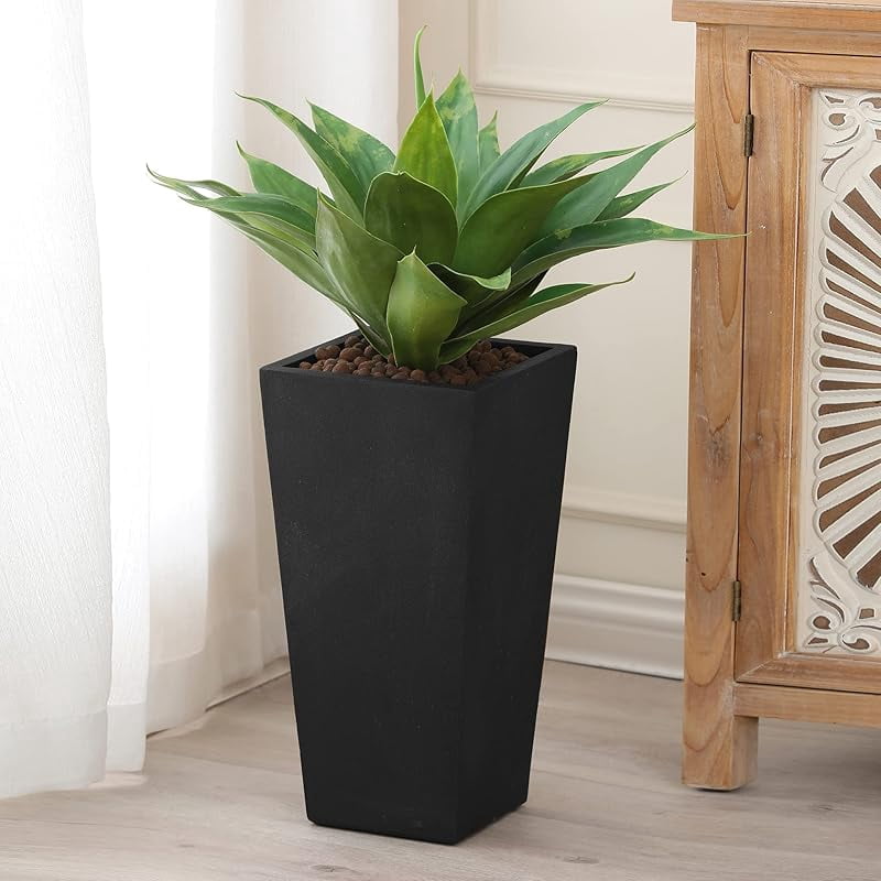 Tall Planters for Indoor Plants, Tapered Black Planters for Outdoor ...