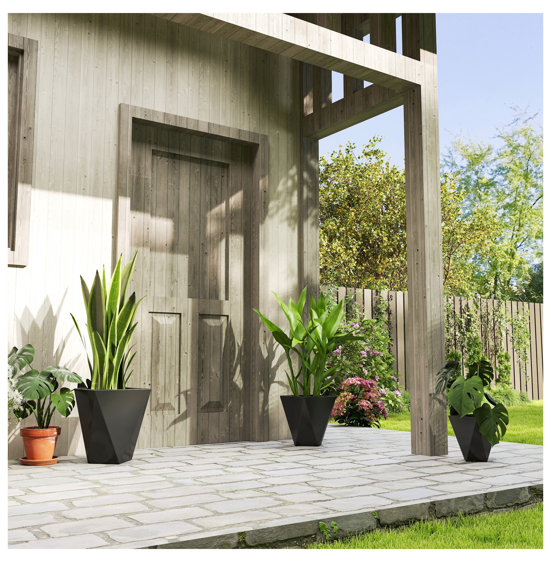 Tall Planters Outdoor Indoor Set of 3 - Stackable Flower Pots MgO ...
