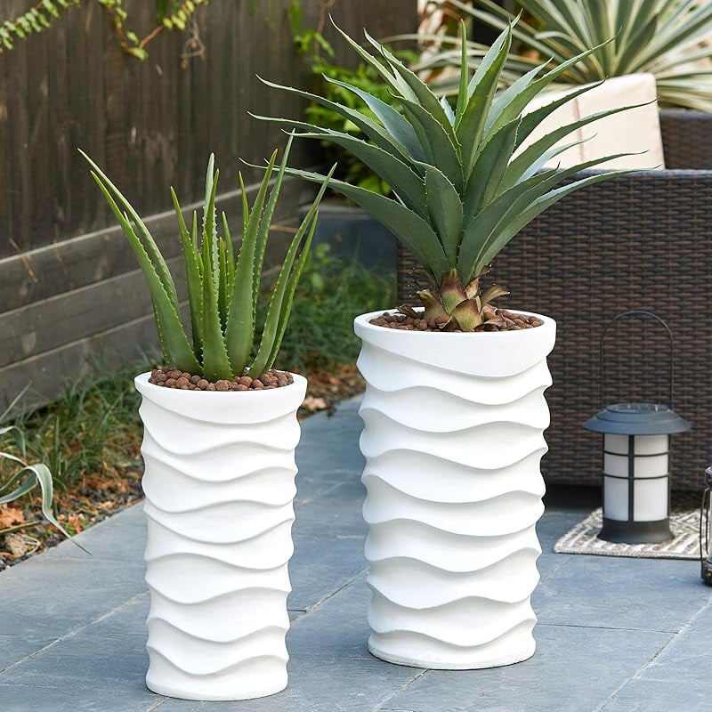 Tall Planters for Outdoor Plants, Set of 2 Indoor Outdoor Garden Plant ...