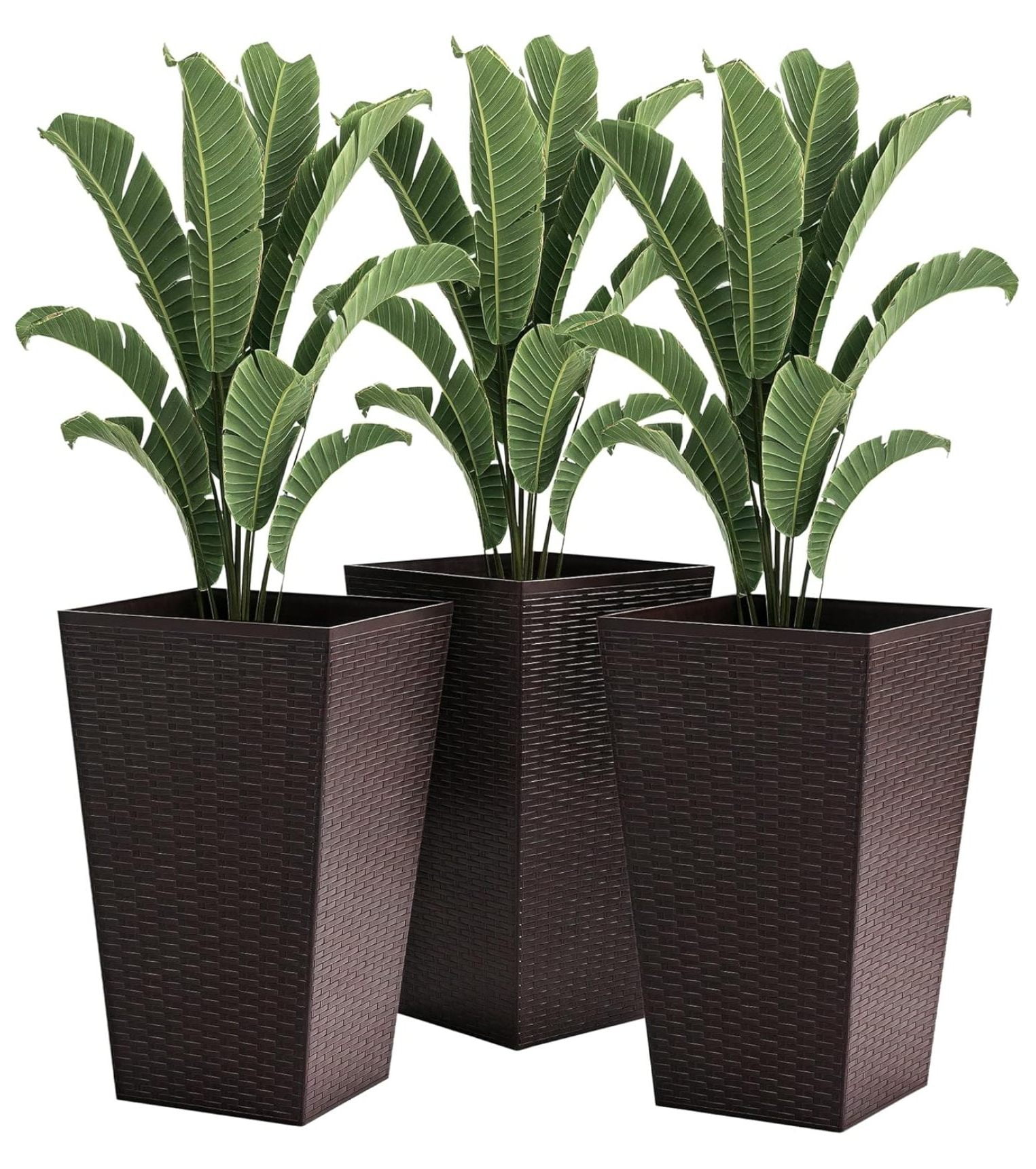 Tall Planters for Outdoor Plants Set of 3, 24 in Taper Planters with ...