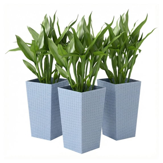 Tall Planters - Set of 3, 24 Inch Rattan Planters for Outdoor Plants ...