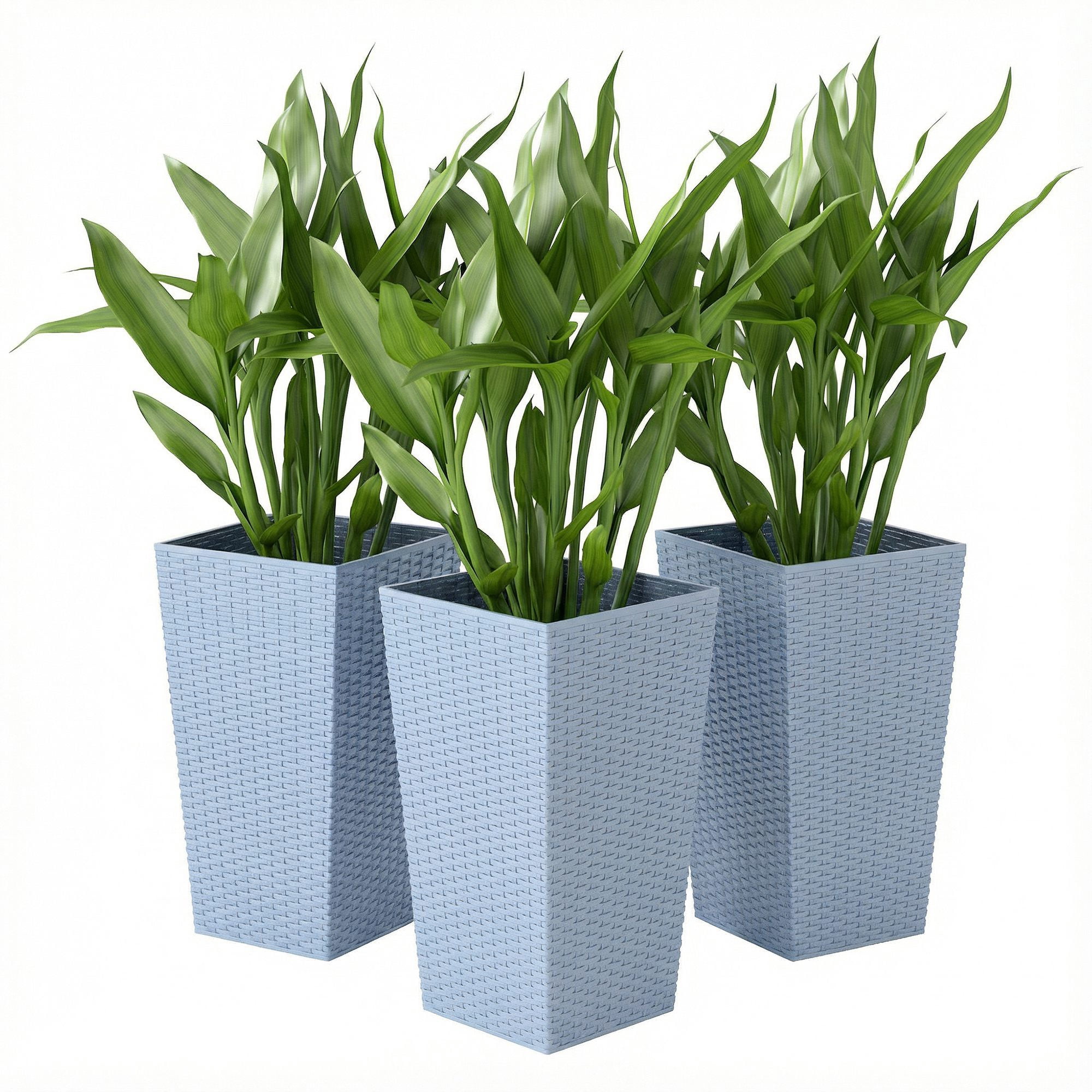 Tall Planters for Outdoor Plants Set of 3, 24 In Taper Planters with ...