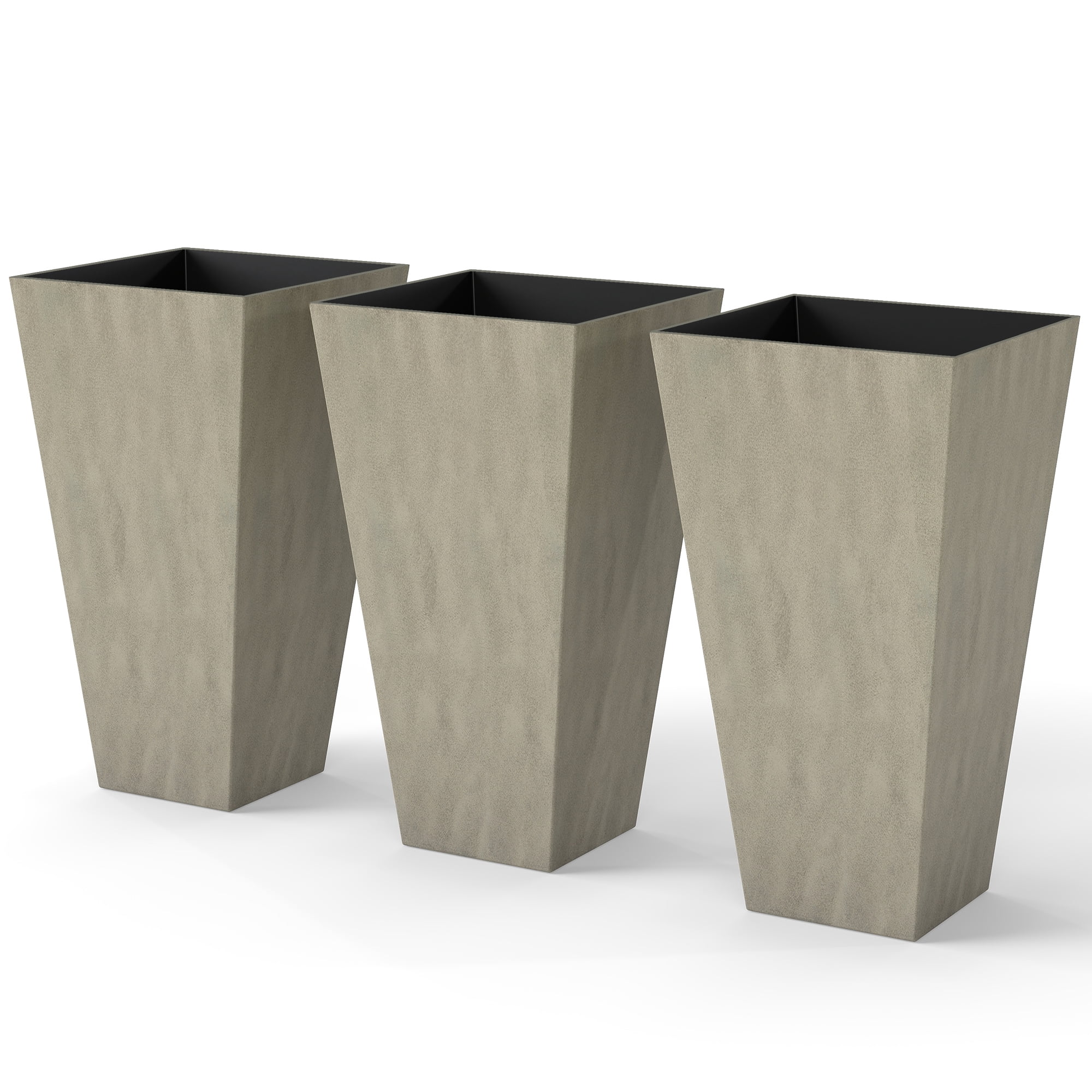 Tall Planters for Outdoor Plants Set of 3, 28 In Taper Planters with ...