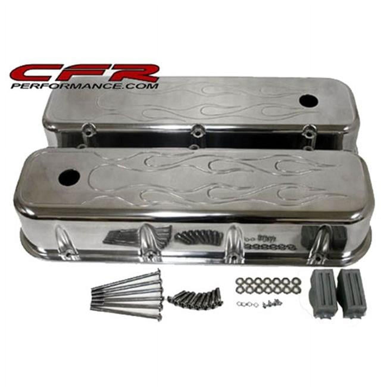 Tall Polished Aluminum Valve Covers - Flamed for 1965-95 Chevy Big ...