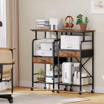 POAO Large Printer Stand with Storage Drawer,3-Tier Rolling Cart with ...