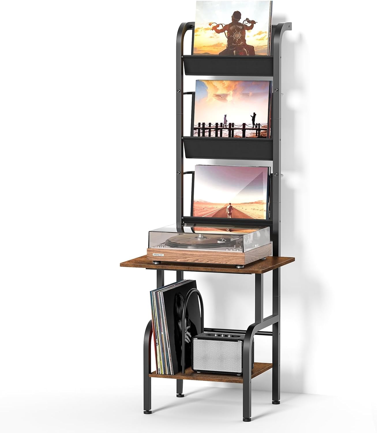 Tall Record Player Stand with Vinyl Storage,Turntable Stand with Vinyl ...