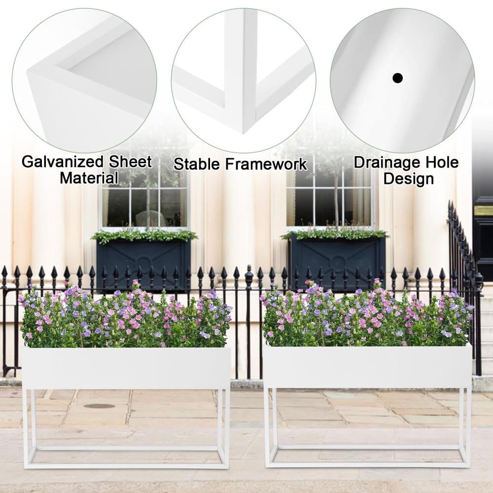 Tall Rectangle Planter Box Decorative Planter Garden Beds Rectangular ...