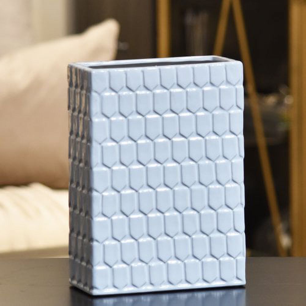 Tall Rectangular Ceramic Vase with Embossed Hexagonal Pattern - Walmart.com