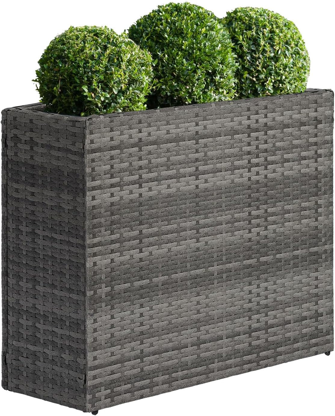 Tall Rectangular Planter with Removable Liner, All-Weather PE Rattan ...